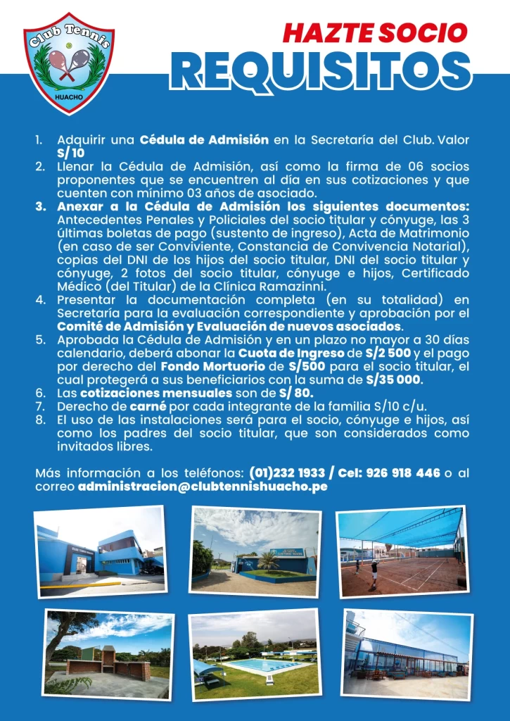 Hazte Socio – Club Tennis Huacho